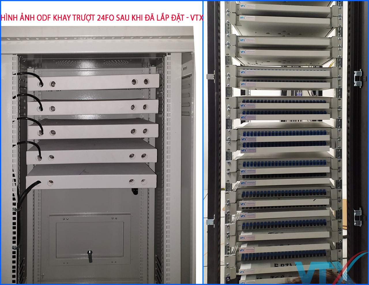 Hộp phối quang ODF 24FO SC Khay trượt đầy đủ phụ kiện - VTXVN