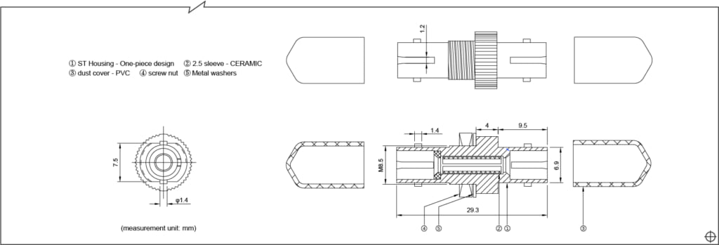 Đầu nối quang ST – Coupler ST– Adapter ST - VTXVN
