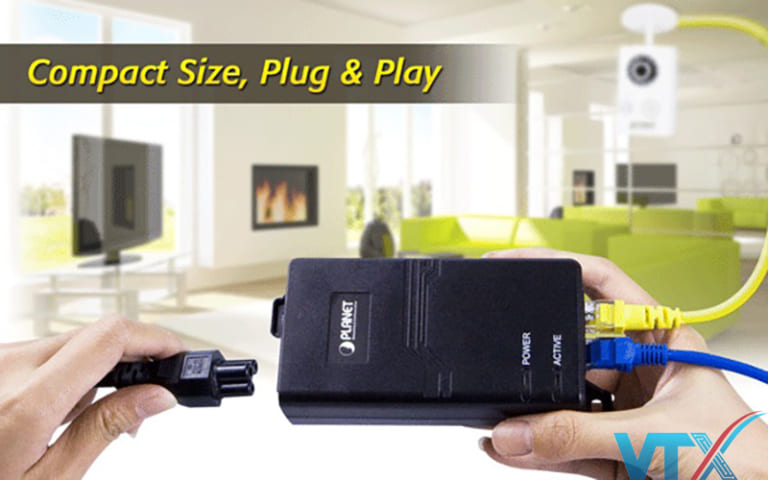 Switch PLANET PoE-163 Single-port Gigabit 802.3at PoE+ injector - VTXVN