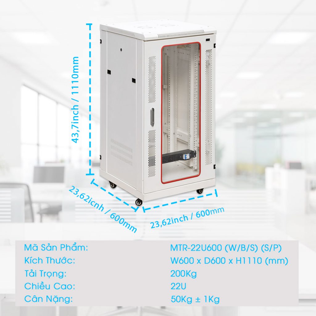 MTR-22U600 (W/B/S) (S/P) – Tủ rack Maxtel 22UD600 - VTXVN